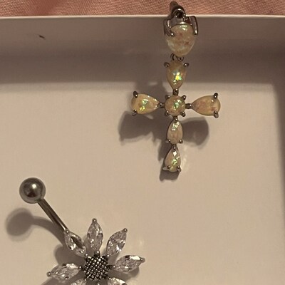 Elegant Silver Black Vintage Belly Button Ring Dainty Minimalist Belly ...