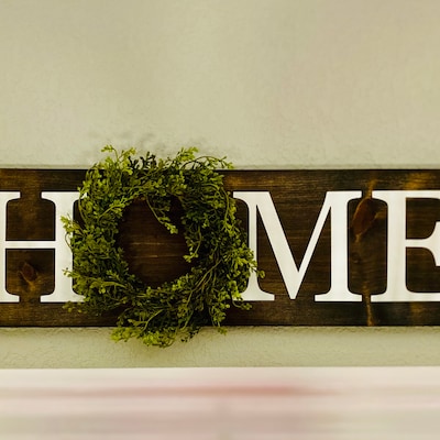 Home Sign With Wreath, Farmhouse Decor, Farmhouse Sign, Rustic Decor ...