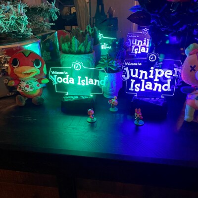Custom Animal Crossing Island Sign Name LED Lamp Night Light Leaf Bells ...