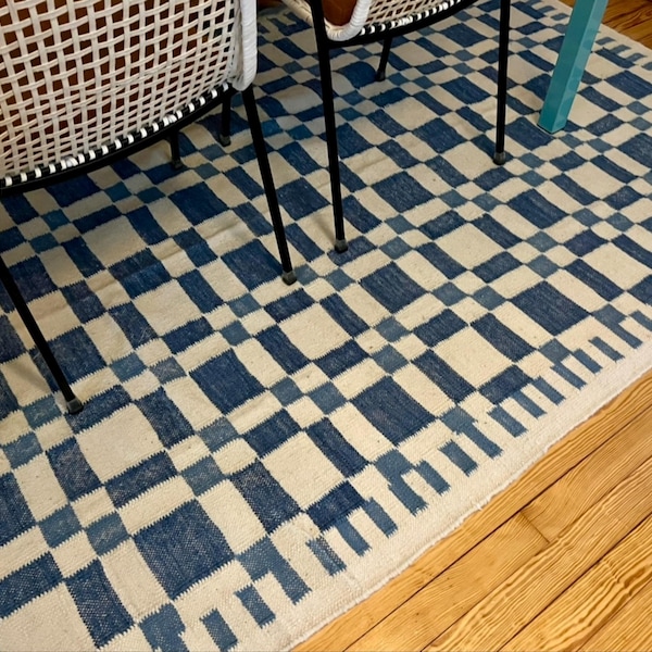 Traditional Scandinavian Wool Rug, Handwoven Flatweave Kilim Rug ...