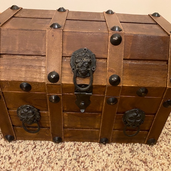 11-3/4" Pirate Chest With Iron Lock, Handmade Pirate Chest, Treasure ...