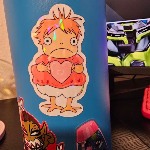 Ponyo Heart Studio Ghibli Stickers | Cute Sparkle Holographic Sticker ...