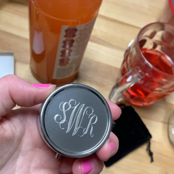 Personalized Travel Pill Box, Monogram Pill Organizer, Custom Pill Case ...