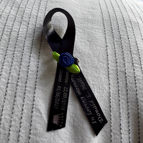 Personalized Memorial Ribbons With Pins for Funeral or Celebration of ...