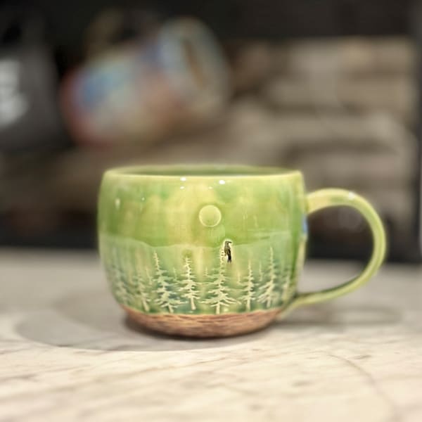 Tree Mug, Handmade Ceramic Mug, Green Tree Mugs, Large Tree Mugs, Gifts ...