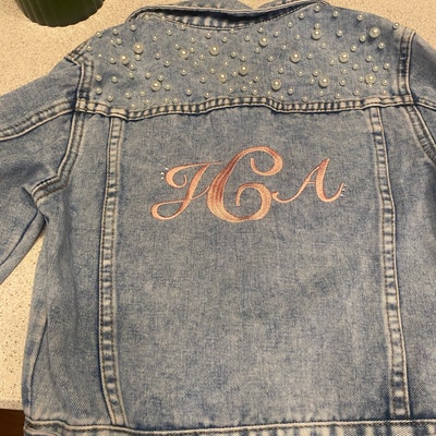Little Girls Personalized Blue Pearl Denim Jacket Flower Girl Jean ...