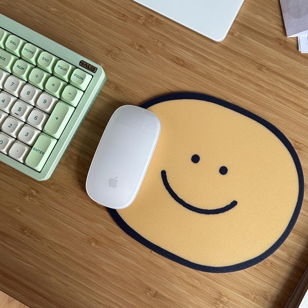 Smiley Face Mousepad: Non-slip Korean Stationery Desk Decor - Etsy
