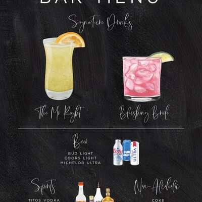 Bar Menu Template, Modern Editable Drink Menu Template, Minimalist ...