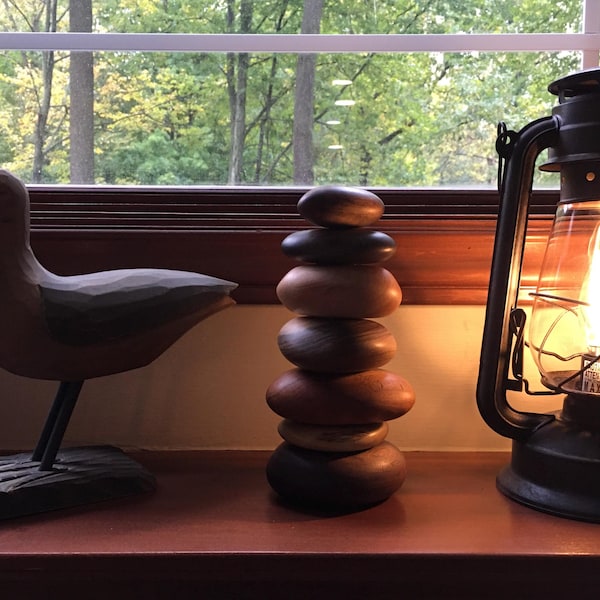 Set of 5 Maple Wood Rocks. Wooden Cairn Style Rock Stack. Zen Home ...