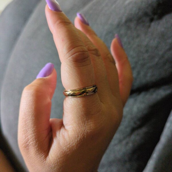 Fidget Ring Moon Stars Sun Anxiety Ring Spinner Silver Gold Spinner ...