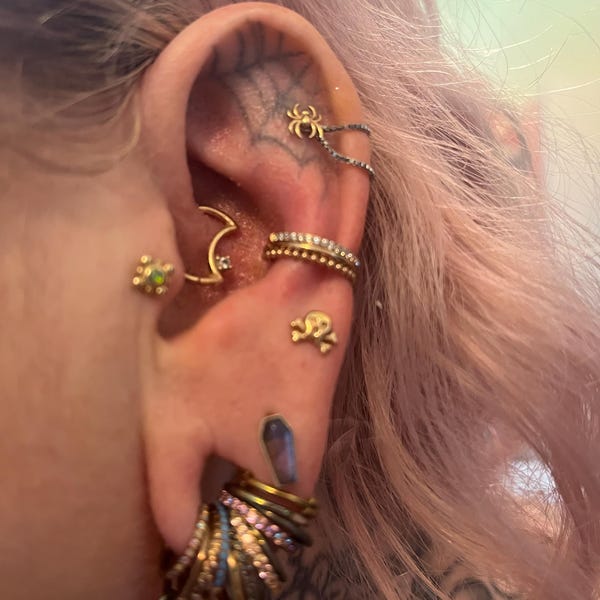 Triple Stack Conch Clicker, Gem Smooth Bead, G23 Titanium Conch, Gold Conch Hoop, Conch Earrings ...