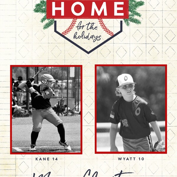 Baseball Christmas Card, Holiday Photo Card, Baseball Photo Card ...
