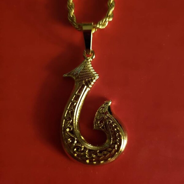 Hawaiian Fish Hook With Rope Chain Hamilton Gold Necklace - Etsy