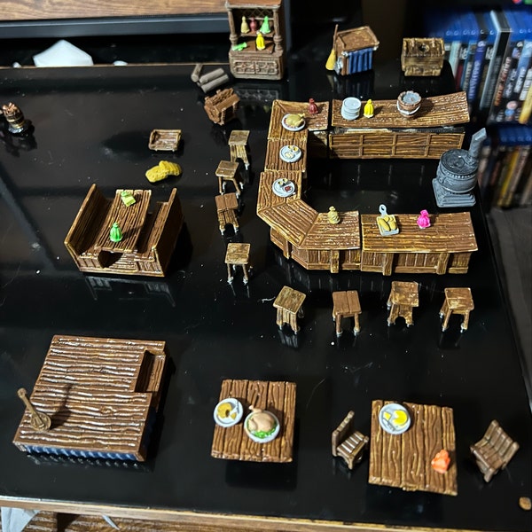 50pc Miniature Bar / Tavern Set for Dungeons and Dragons - 3D Printed ...