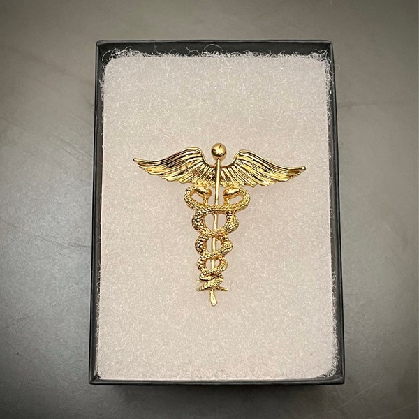 Gold Tone Caduceus Pin - Gold Nursing Pin - Pin for Medical Graduation ...