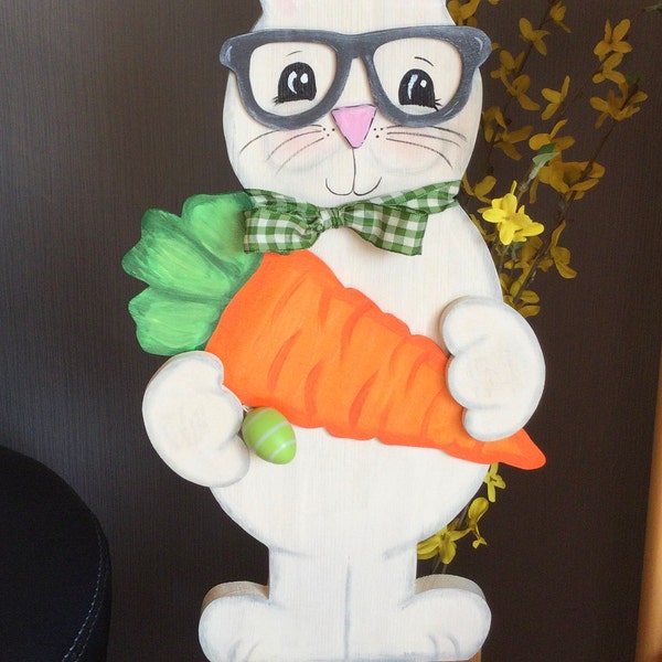 Spring Easter Porch Bunny With Glasses Wood Craft Pattern - Etsy