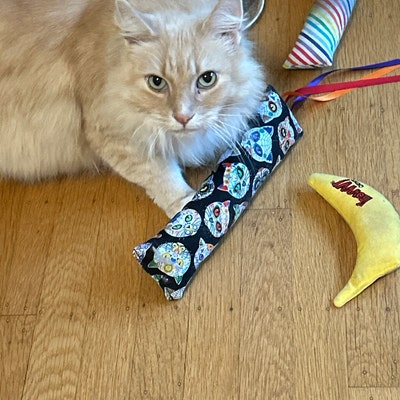 Large Cat Kicker Toy With Ribbons. 12 to 13 Long. Quality Catnip Silver ...