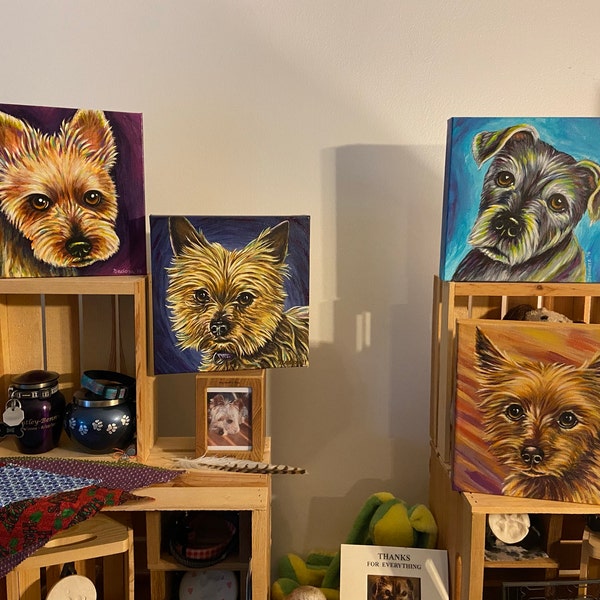 Pop Art Pet Portrait Hand Painted on Canvas - Custom Colorful Pet ...
