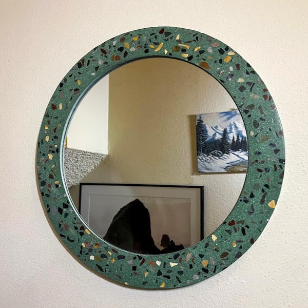 Wavy Concrete Mirror, Artistic Irregular Rock Mirror, Organic Home ...