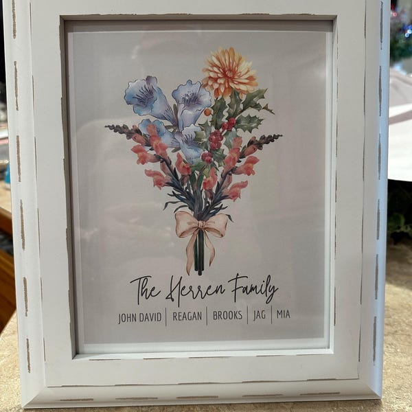 Custom Family Birth Flower Bouquet | Personalized Digital Print ...