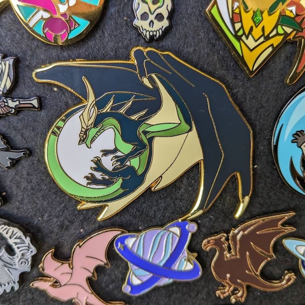 Green Dragon Enamel Pin (gold) - Etsy