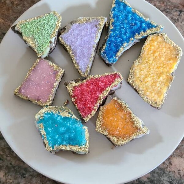Crystal Geode Rock Cookie Gold Edged Gem Sugar Rock Candy Gemstones ...