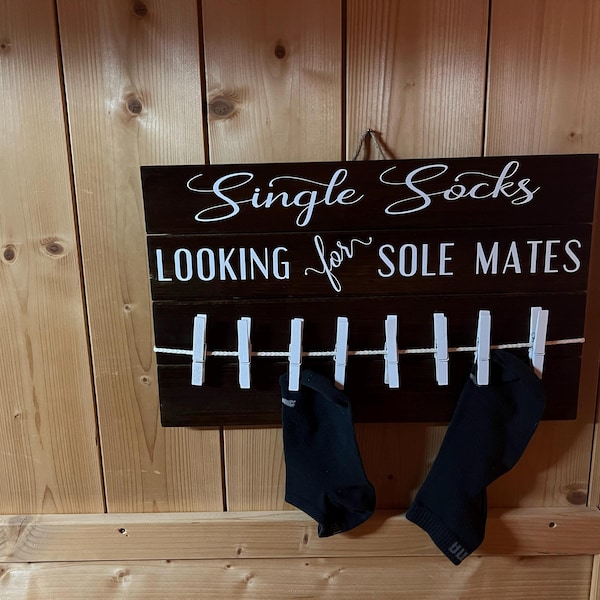 Single Socks Looking for Sole Mates Laundry Decor / Sock Hanger / Sock ...