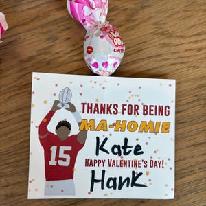 Patrick Mahomes Printable Valentines | Kansas City Chiefs | Thanks for ...