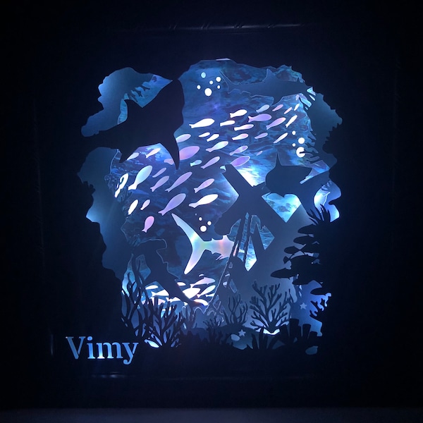 Ocean Sharks Inspired Shadow Box SVG PDF PNG Paper Cutting Instant ...