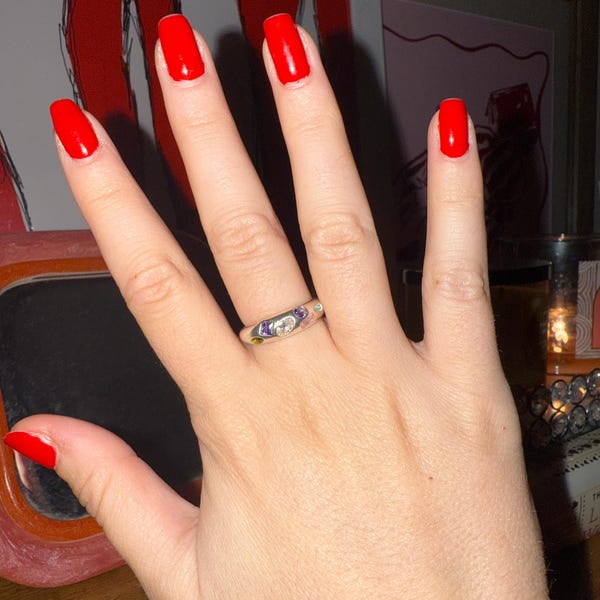 Mixed Birthstone Dome Ring by Caitlyn Minimalist • Chunky Art Deco ...
