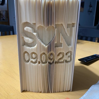 Custom Book Fold PATTERN Initials & Date, Wedding and Date Book Fold ...