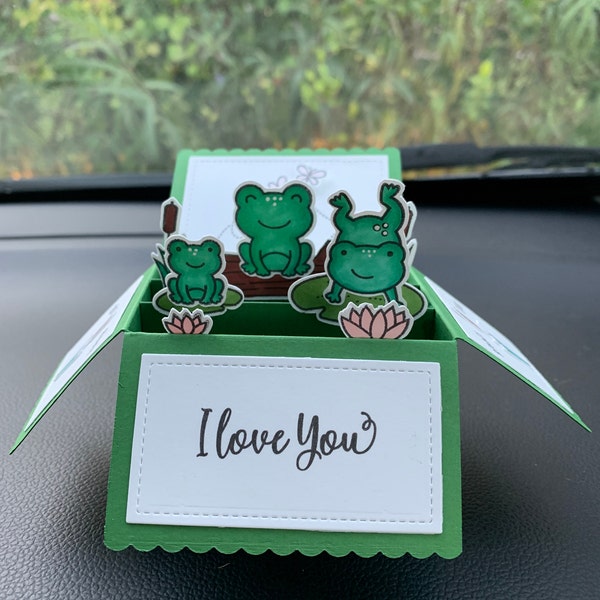 Toad Frog Card in a Box, Toads Pop up Card Box, Birthday Card, Card Pop ...