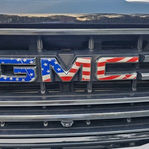 PRECUT GMC Sierra Gel Coated domed Patriotic Flag Emblem Overlay ...