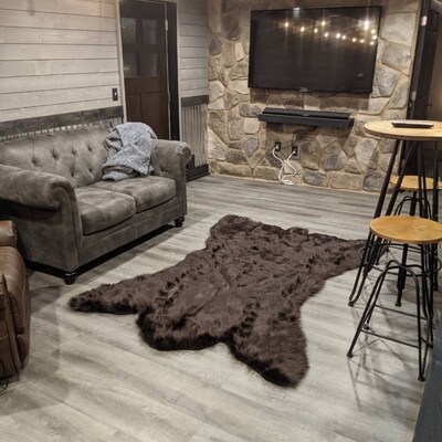 Brown Bear Skin Rug. Realistic. Faux Fur. Area Rug. Lodge Cabin. Throw ...