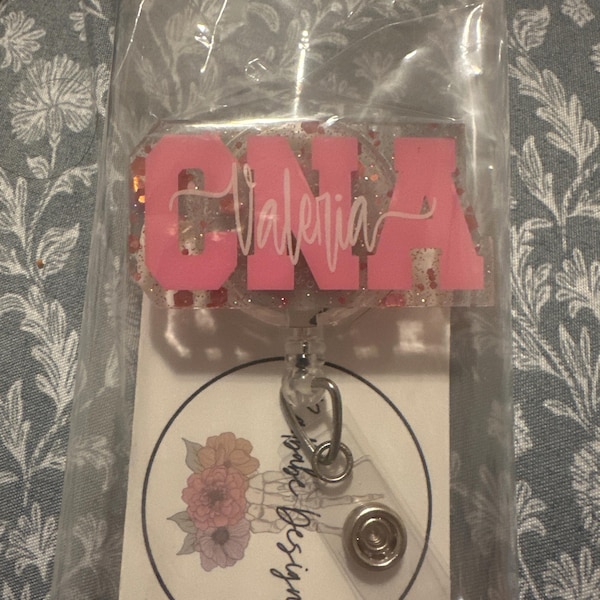 Personalized Badge Reel With Name ID Holder Certified Nurse Assistant ...