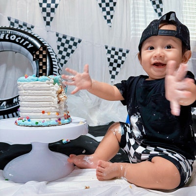 Checkered Boho Birthday Cake Topper Boy First Birthday Smash Cake One ...