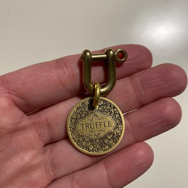 Brass Dog Tag, Personalized Brass Pet ID Tag, Custom Cat Tag, Unique ...