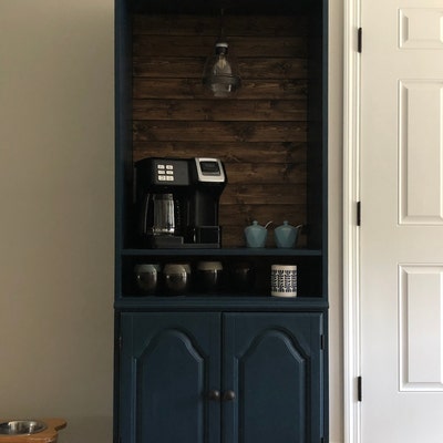 SOLD Farmhouse Custom Armoire Coffee Bar, Beverage Station, Rustic ...