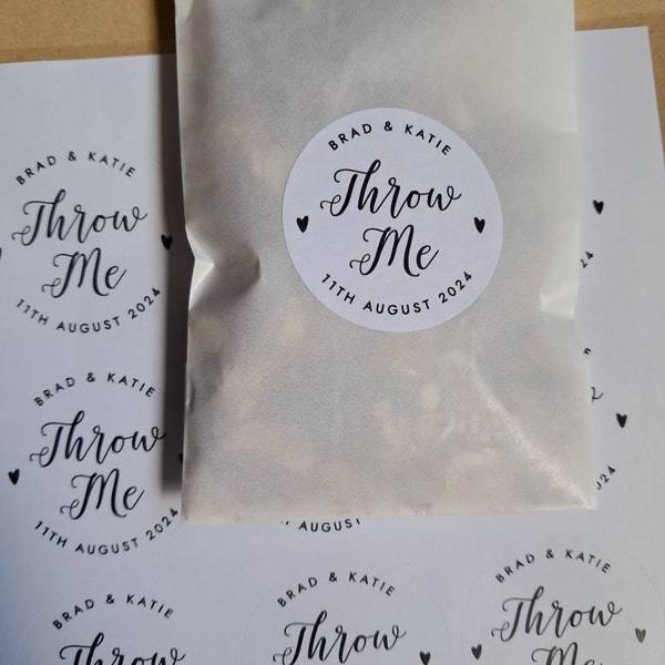 Personalised Throw Me Sticker, Confetti Wedding Label, Wedding Favour ...