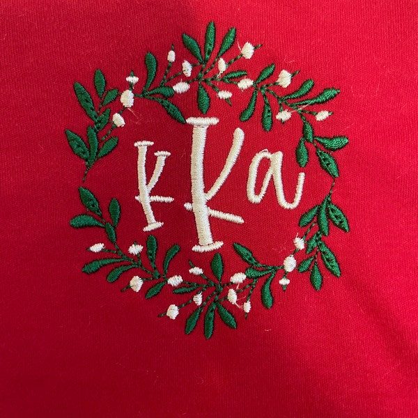 Festive Holiday Monogram Wreath Machine Embroidery Design-instant ...