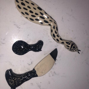 Snake Spirit Tray Black Sgraffito/shiny Glaze White Clay | Etsy