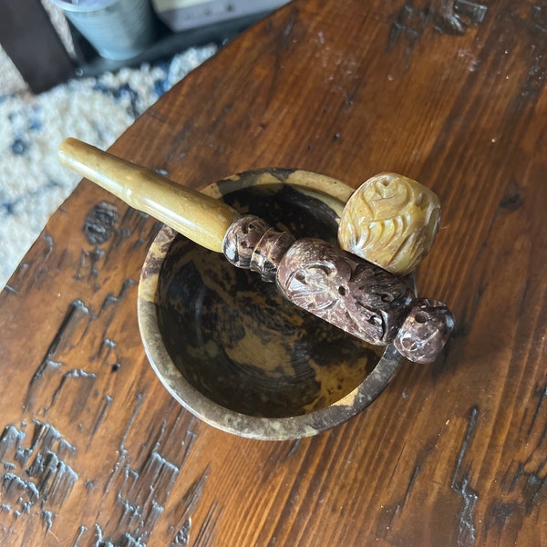 Handmade Heavy Duty Precisely Carved 6.5 Inch Long Stem Round Bowl ...