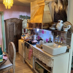 Round Beaded Mirror Natural Wood Macy Mae 1:12 Scale Miniature ...