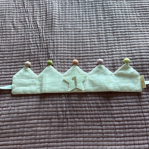 Number and Star Custom Linen Crown for Kids & Children's Birthday ...