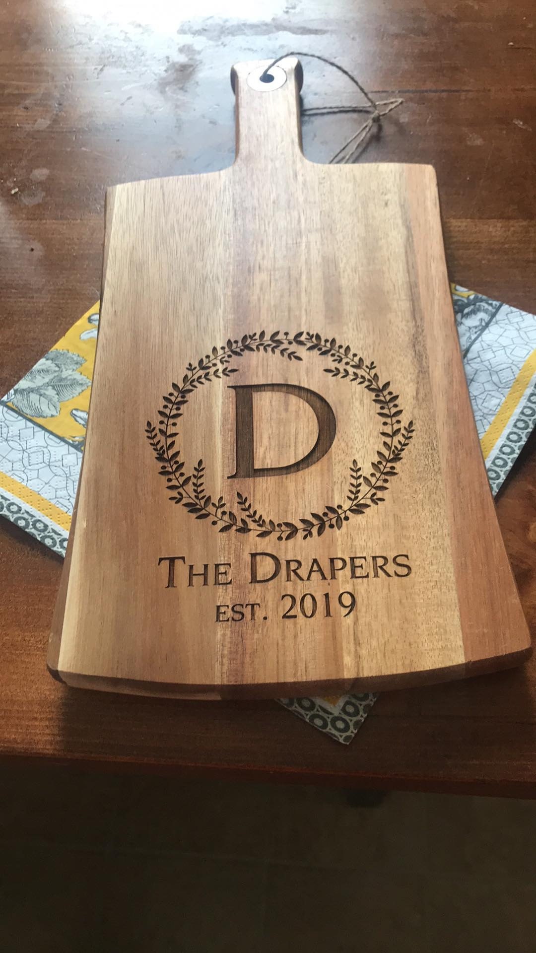 Personalized bread Board, customized cheese board, Acacia paddle board ...