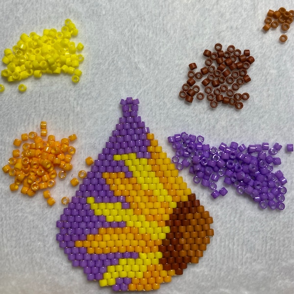 Sunflower Teardrop Beaded Earrings Pattern Beading Design Seed Bead DIY ...