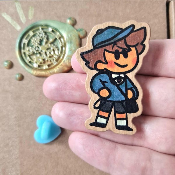 Professor Layton Character Pin Badges - Etsy