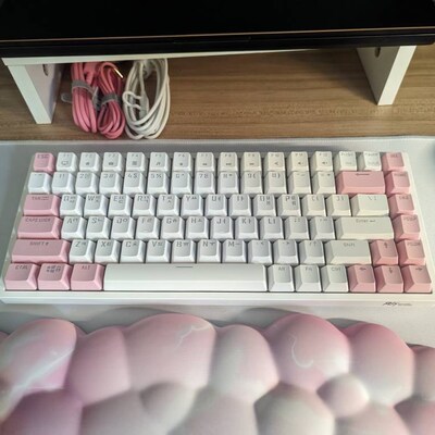 Retro Bluetooth Korean Keyboard & Mouse Set, Pink and Gray Color ...