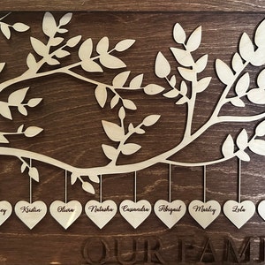 Personalized Wooden Family Tree Wall Art, Custom Design Family Tree ...
