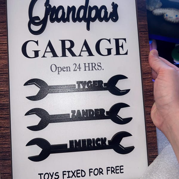 Personalized Grandpa's Garage With Kids Name Wooden Sign, Custom Garage Signs, Papa's Garage ...